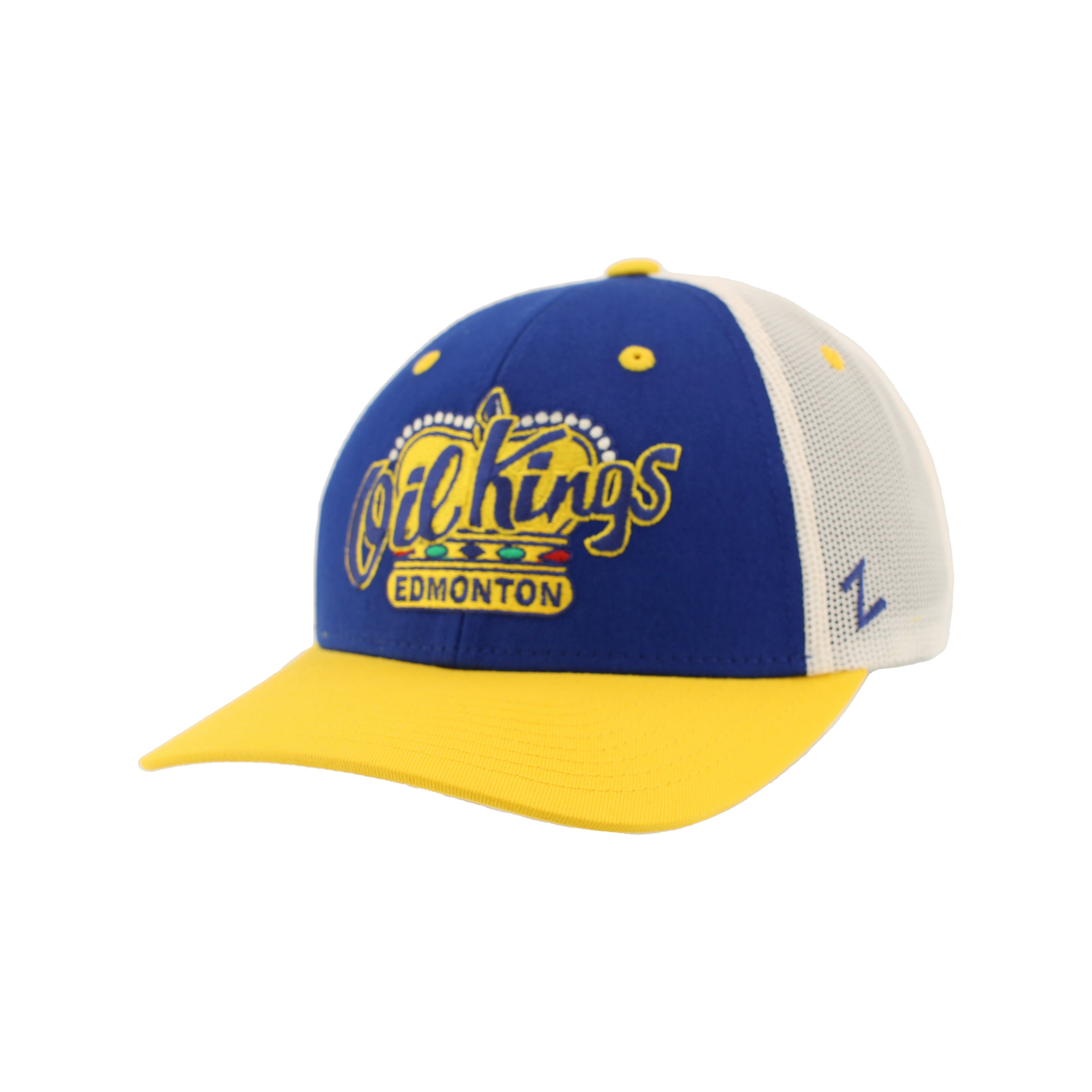 Edmonton Oil Kings Zephyr Blue & Yellow Dakota Mesh Snapback Hat – ICE ...