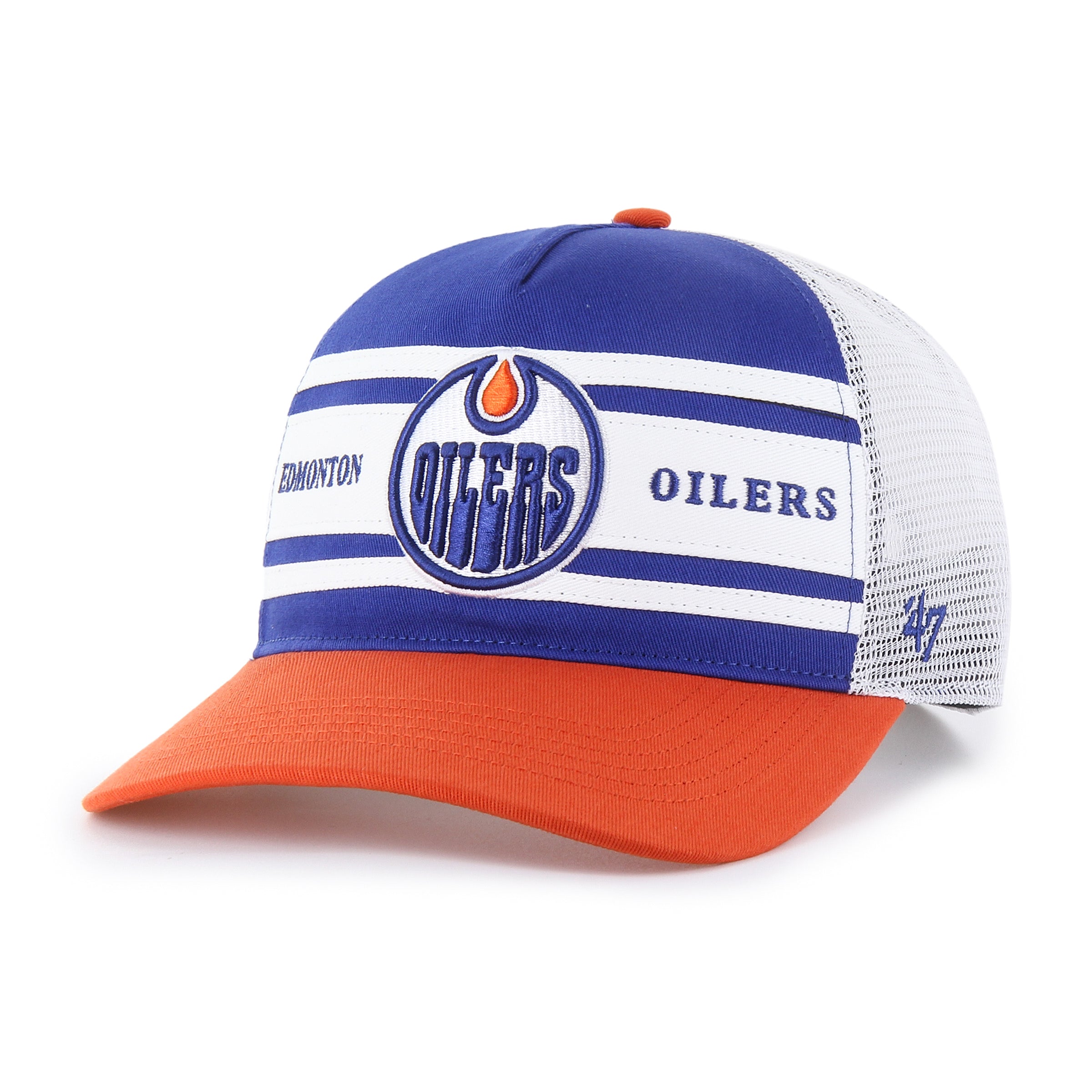 Edmonton Oilers '47 White & Blue Double Header Hitch Snapback Hat – ICE ...