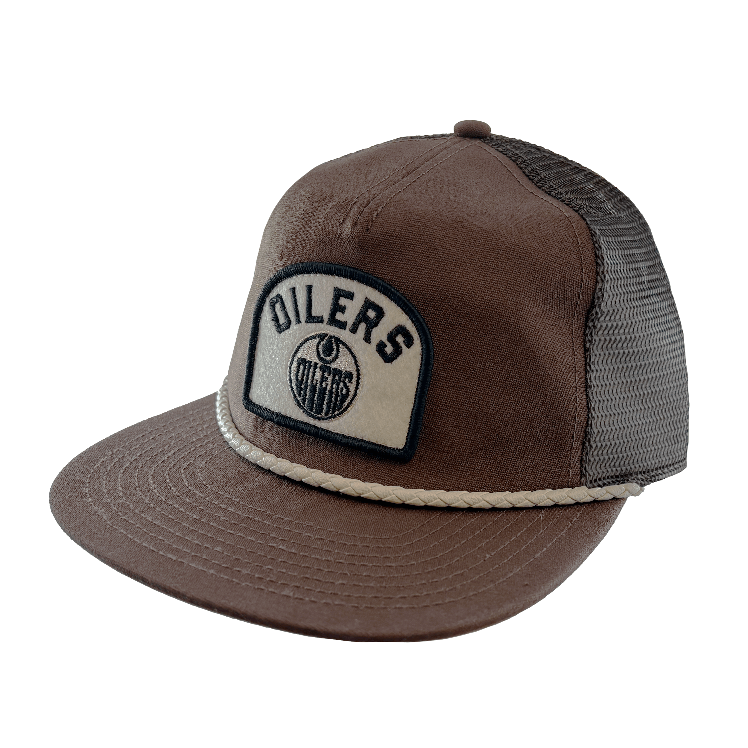 Edmonton Oilers American Needle Brown Wyatt Rope Trucker Snapback Hat ...