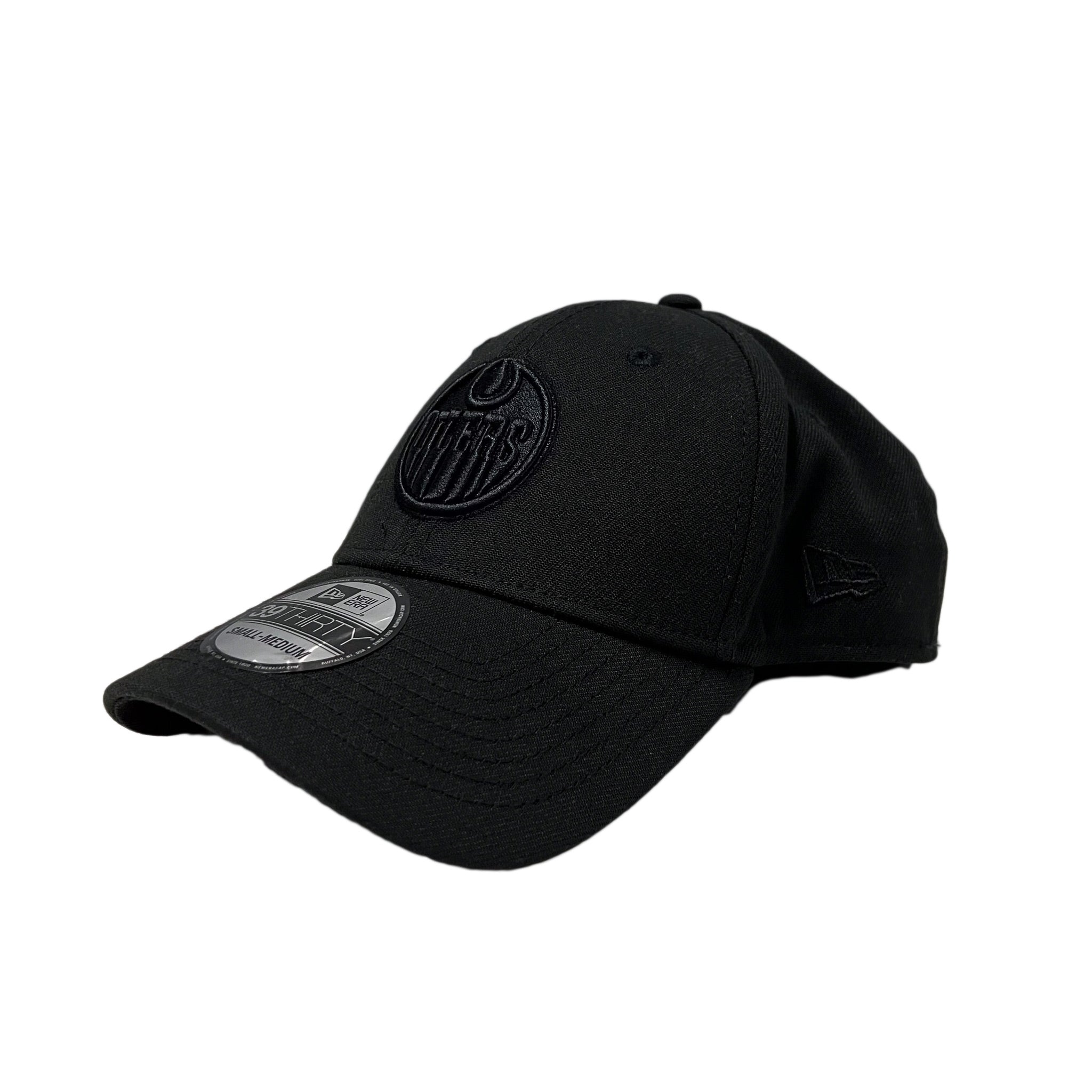 Edmonton Oilers New Era Black & Black 39THIRTY Core Classic Flex Hat ...
