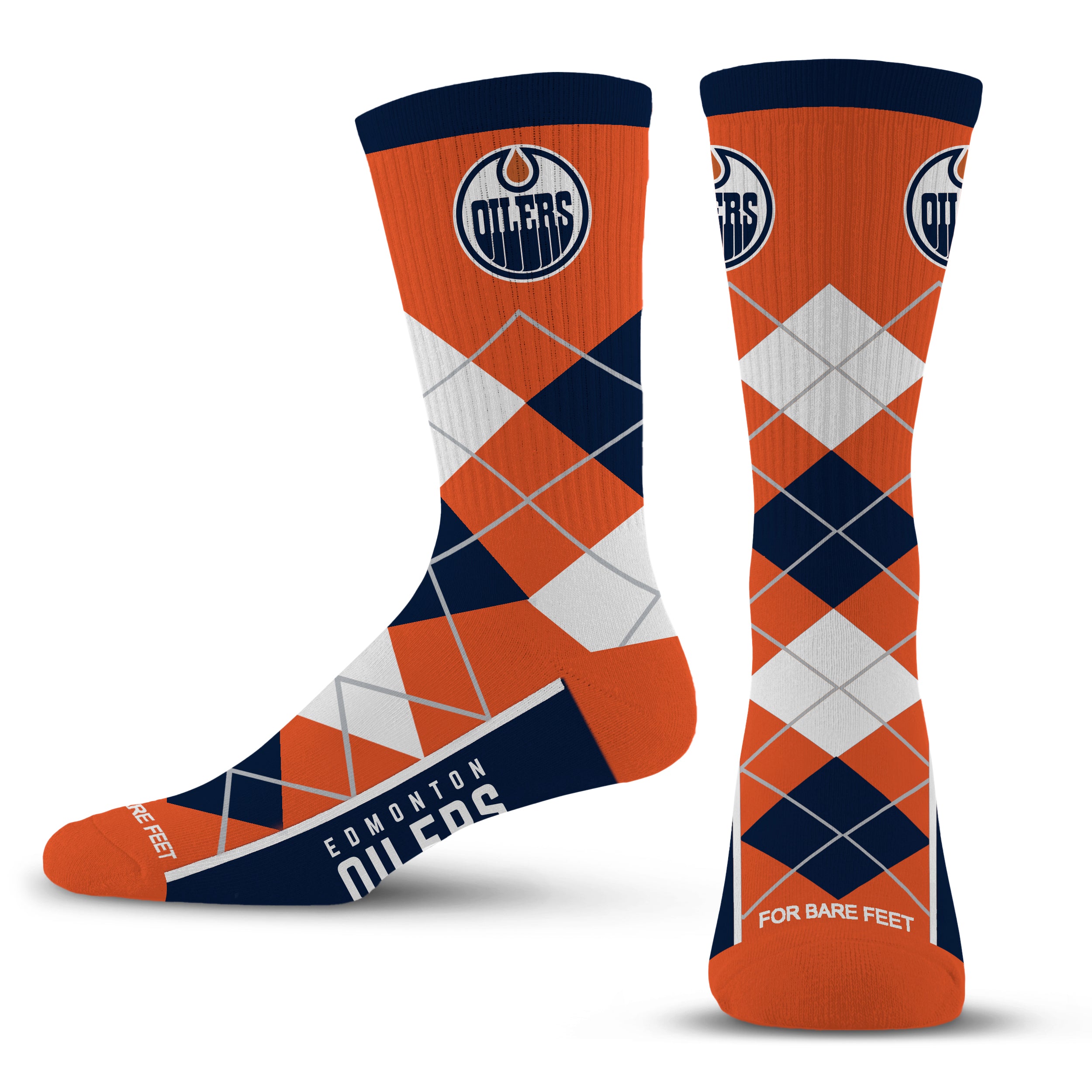 Edmonton Oilers Orange & Blue Argyle Fyre Crew Socks – ICE District ...