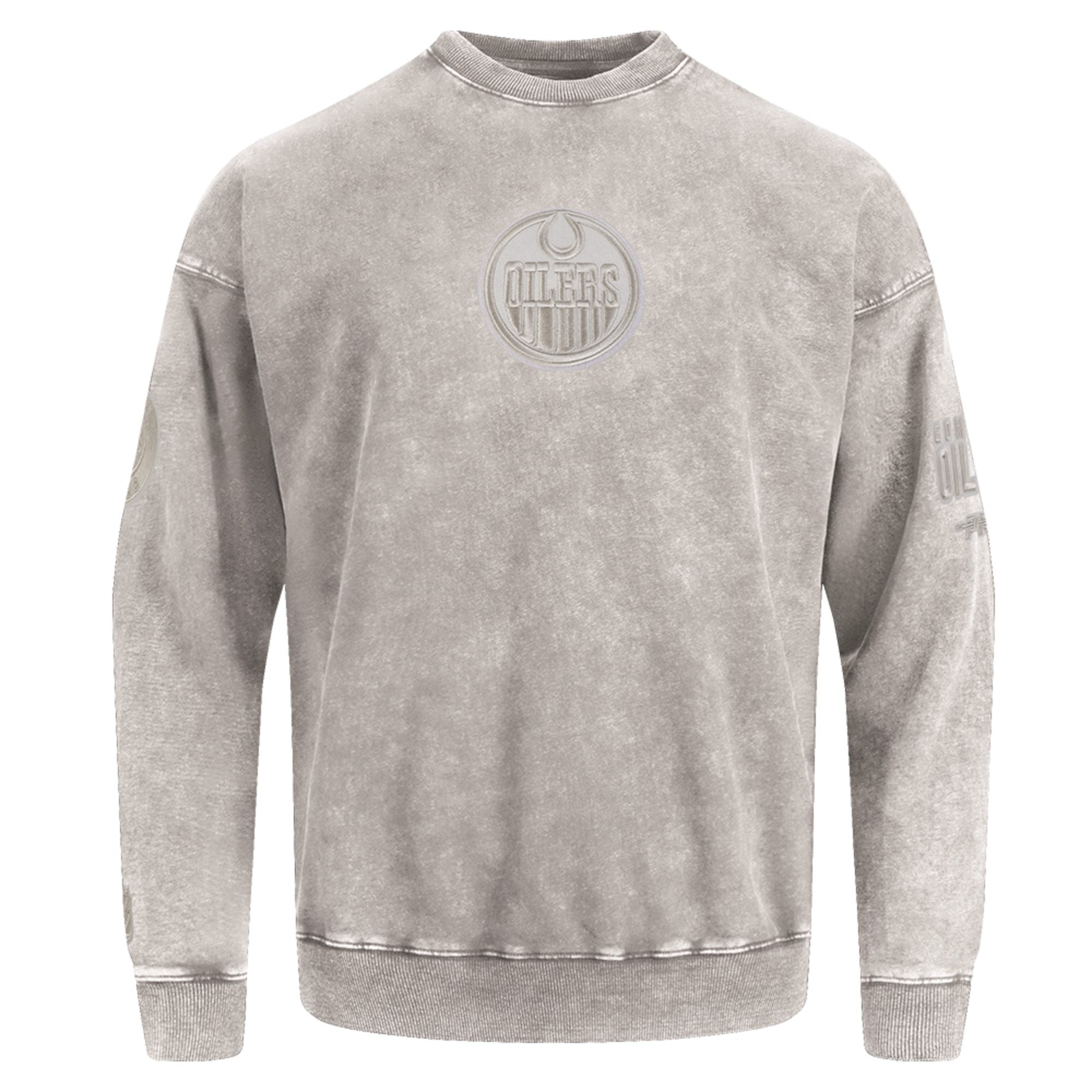 Edmonton Oilers Pro Standard Enzyme Wash Cream Drop Shoulder Crewneck ...