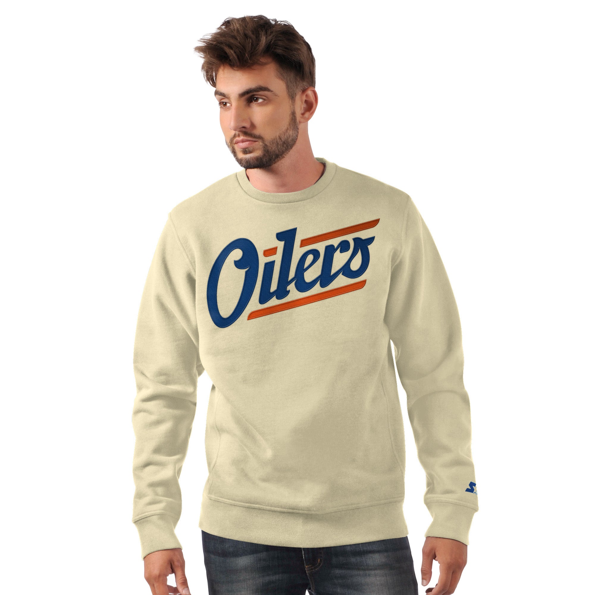 Edmonton Oilers Starter Cream Alternate Logo Crewneck Sweatshirt – ICE ...