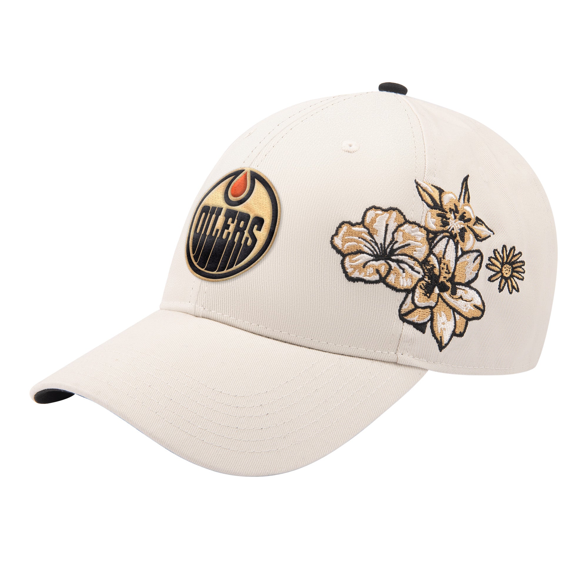 Edmonton Oilers Starter Cream Fashion Flowers Adjustable Hat – ICE ...