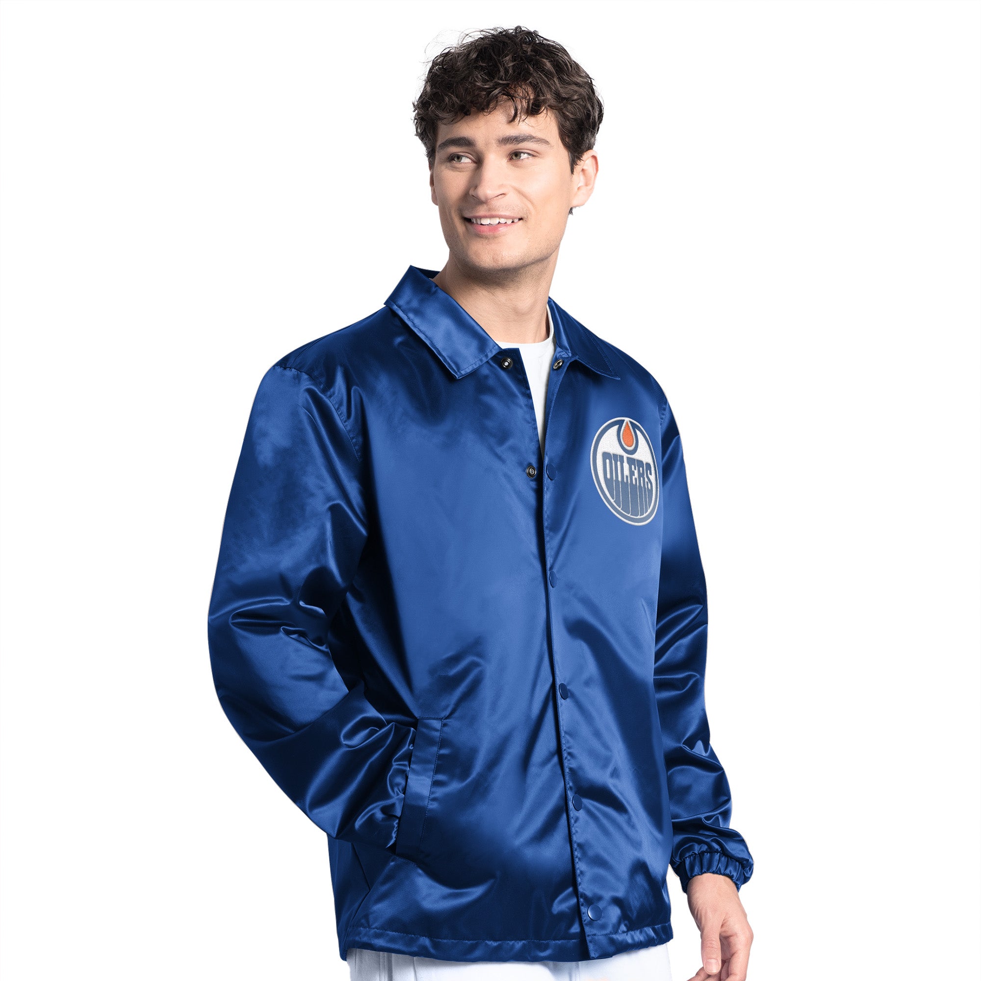 Edmonton Oilers Starter Royal Point Man Coach's Jacket – ICE District ...