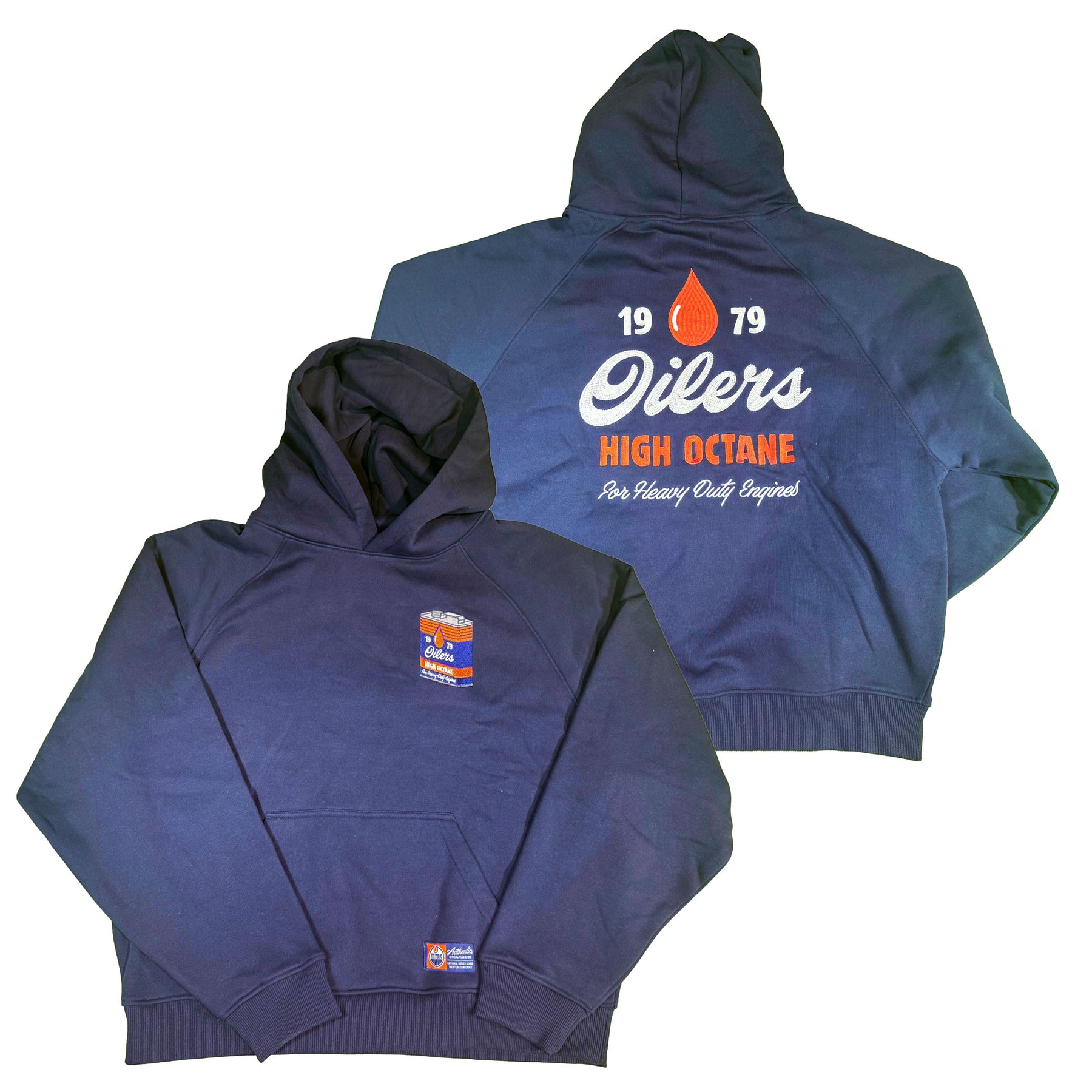 Edmonton Oilers Unisex Authentics Navy High-Octane Oversized Hoodie ...