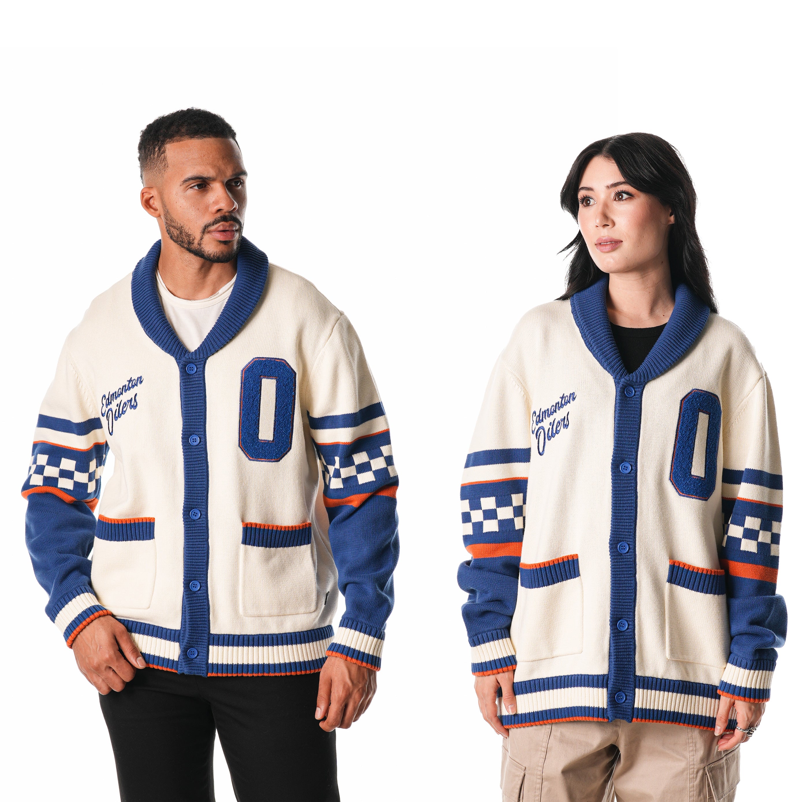 Edmonton Oilers Unisex The Wild Collective Jacquard Patterned Cream Ca ...