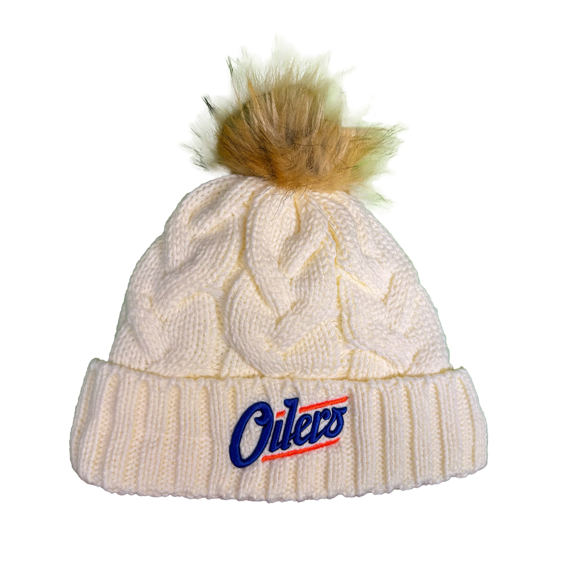 Edmonton Oilers Women's New Era Cream Alternate Logo Knit Toque w/ Pom ...