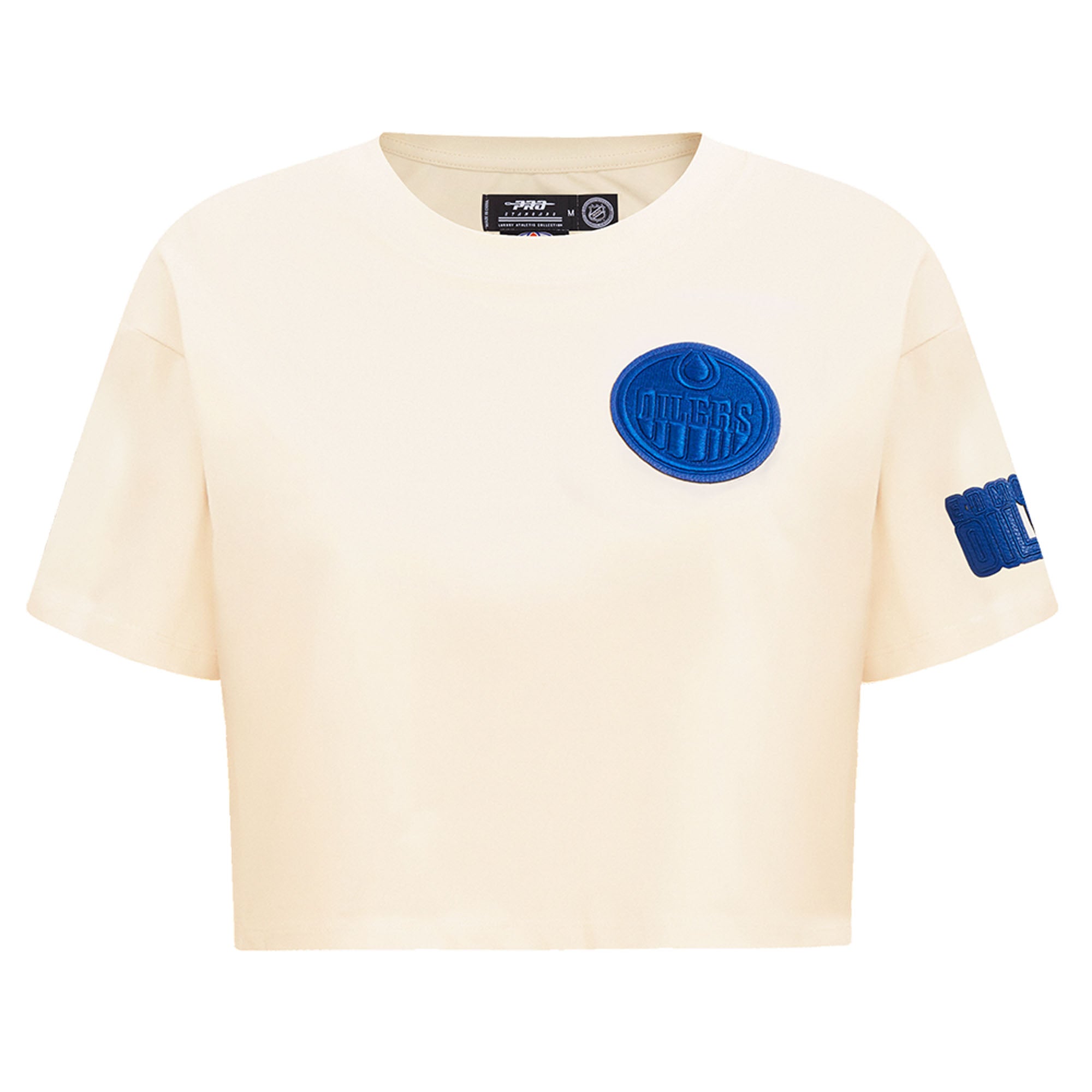 Edmonton Oilers Women's Pro Standard Triple Tonal Cropped Cream T-Shir ...