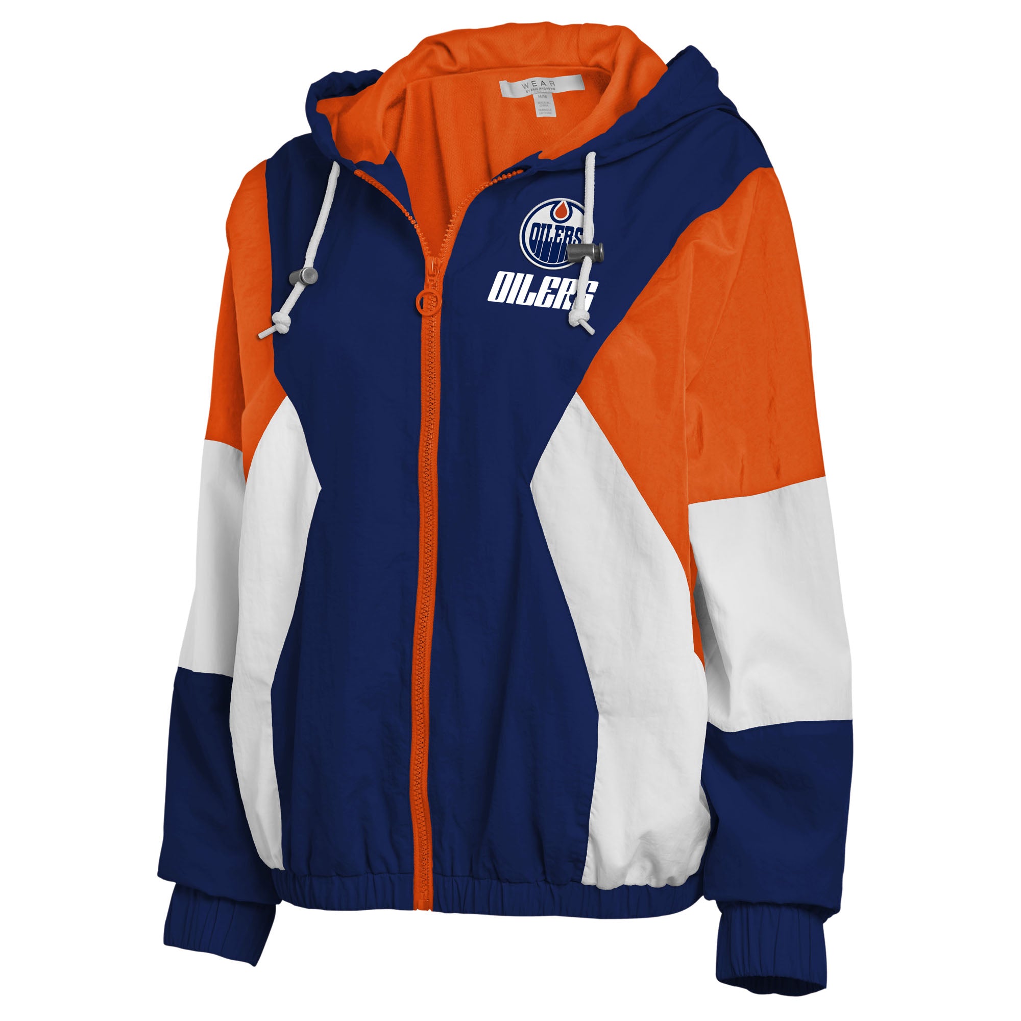 Edmonton Oilers Women's WEAR by Erin Andrews Color Block Windbreaker J ...