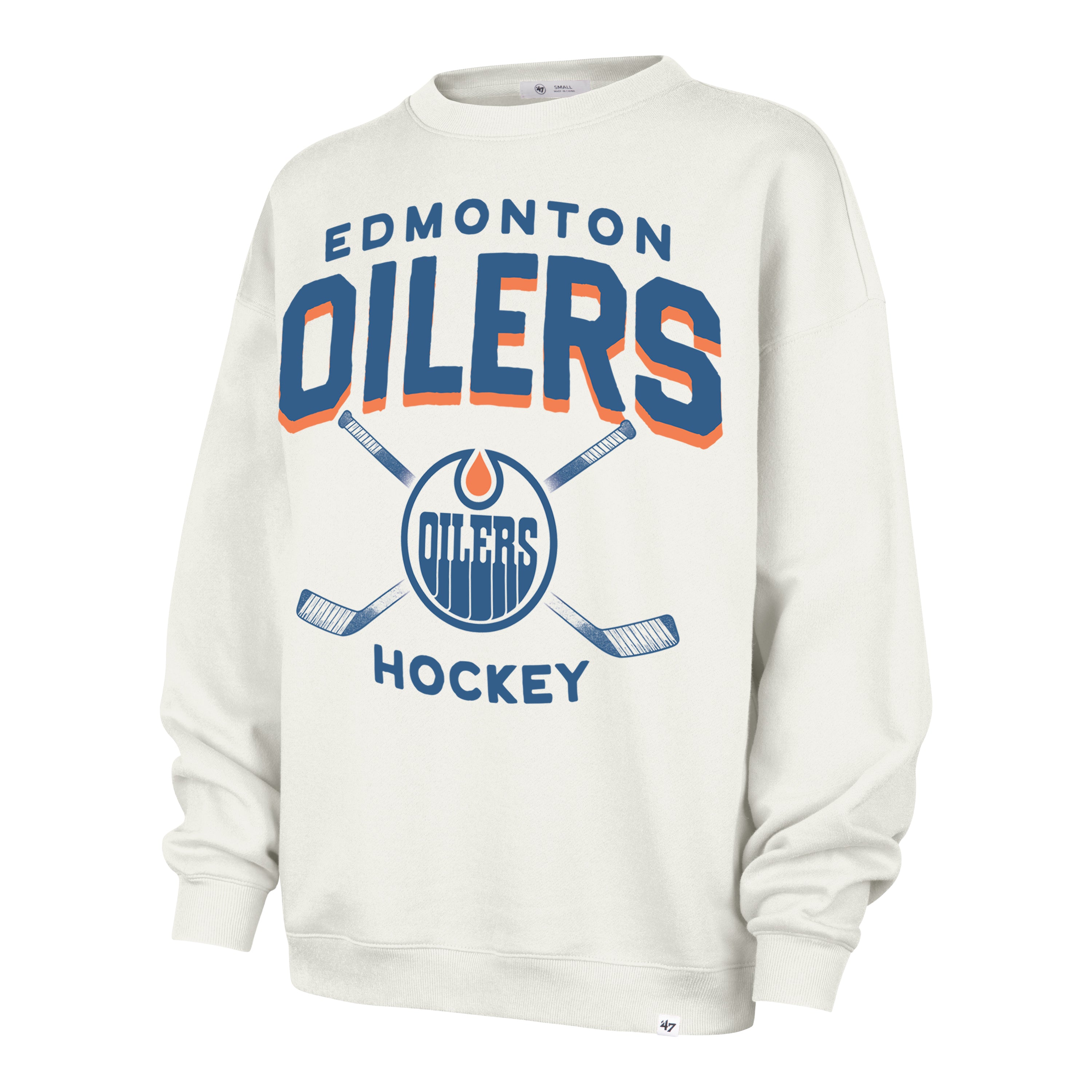 Edmonton Oilers Women's '47 Golden Age Arch Cloud Cream Crewneck Sweat ...