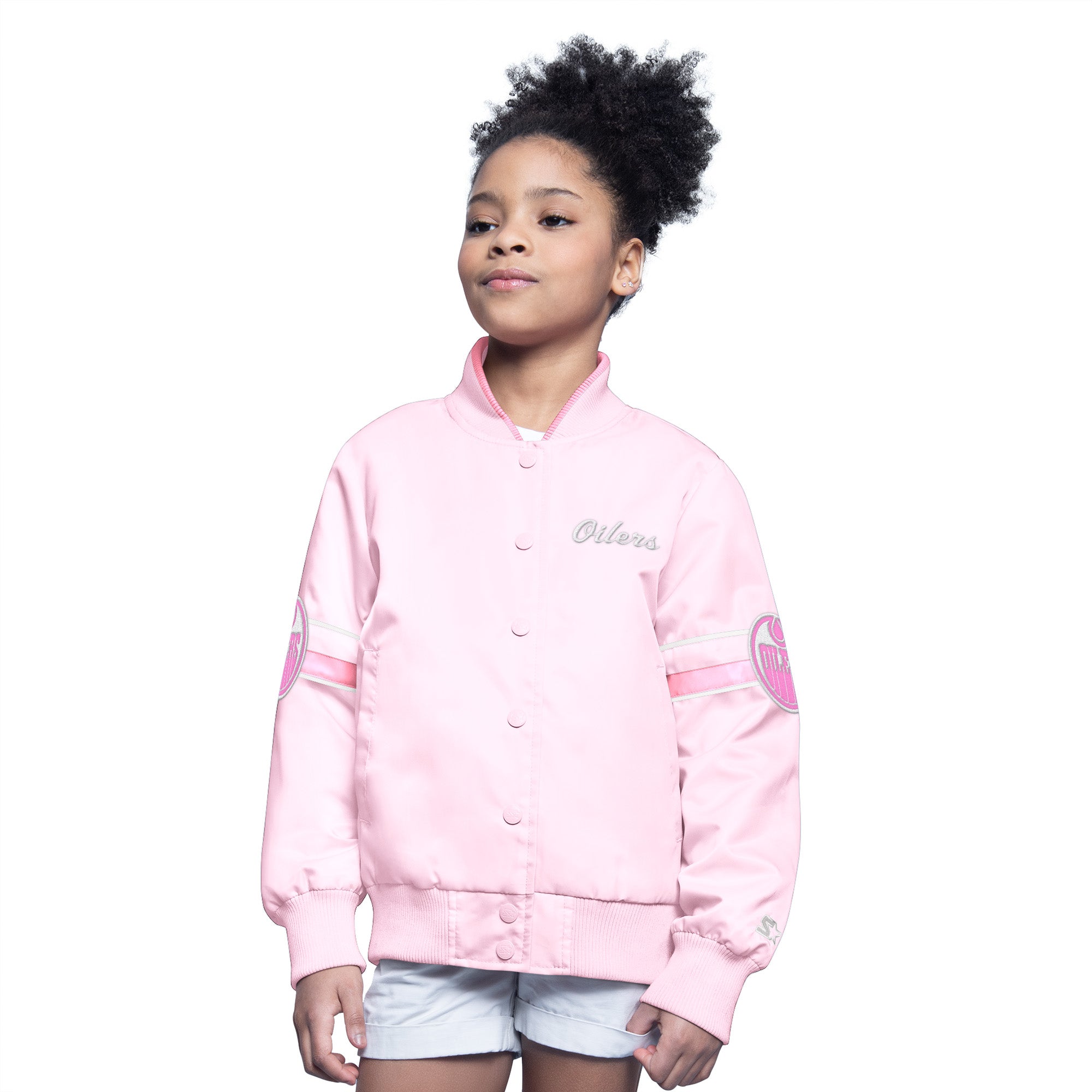 Edmonton Oilers Youth Starter Pink Arena Button Up Jacket – ICE ...
