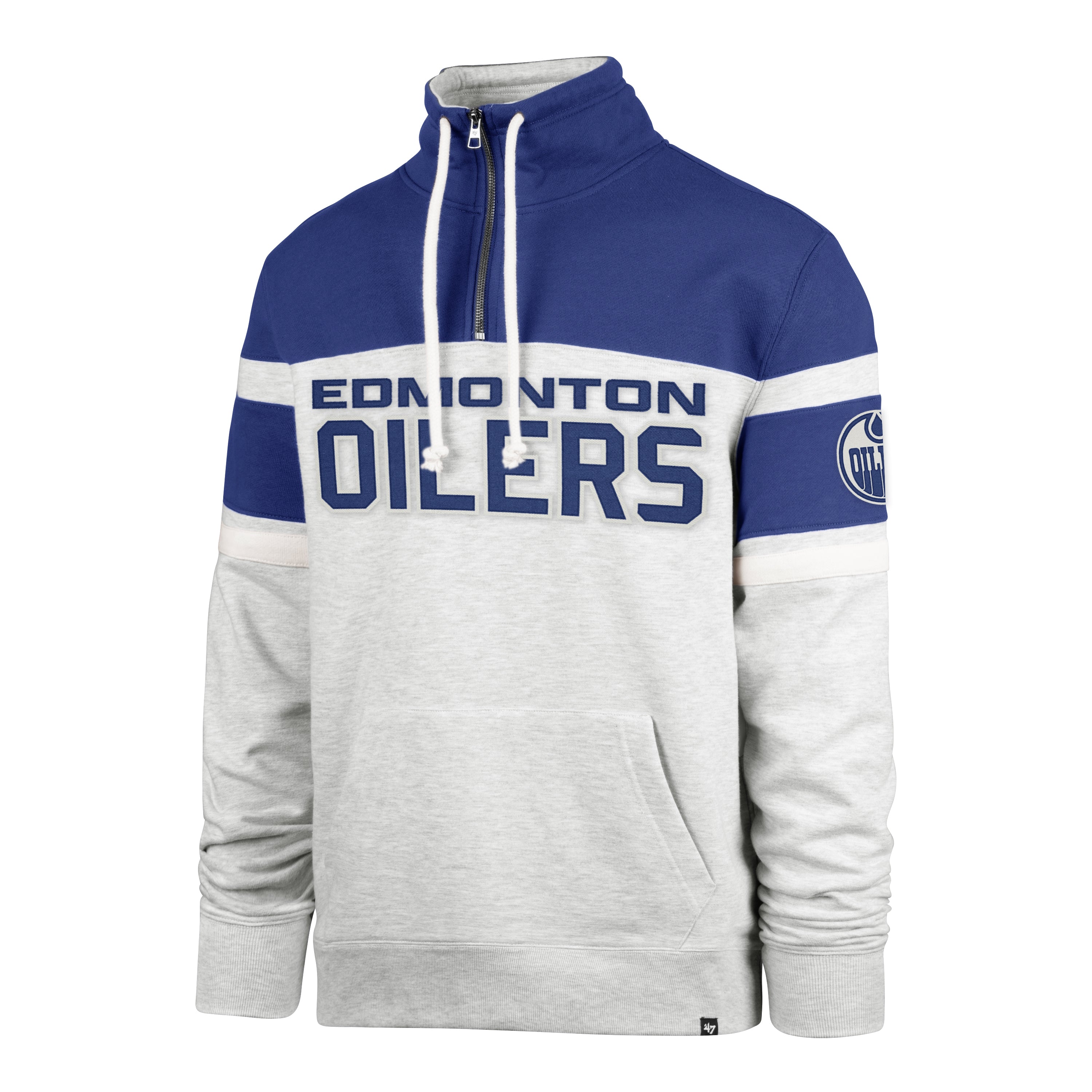 Edmonton Oilers '47 Double Header AMP Bay Grey Half-Zip Sweatshirt ...