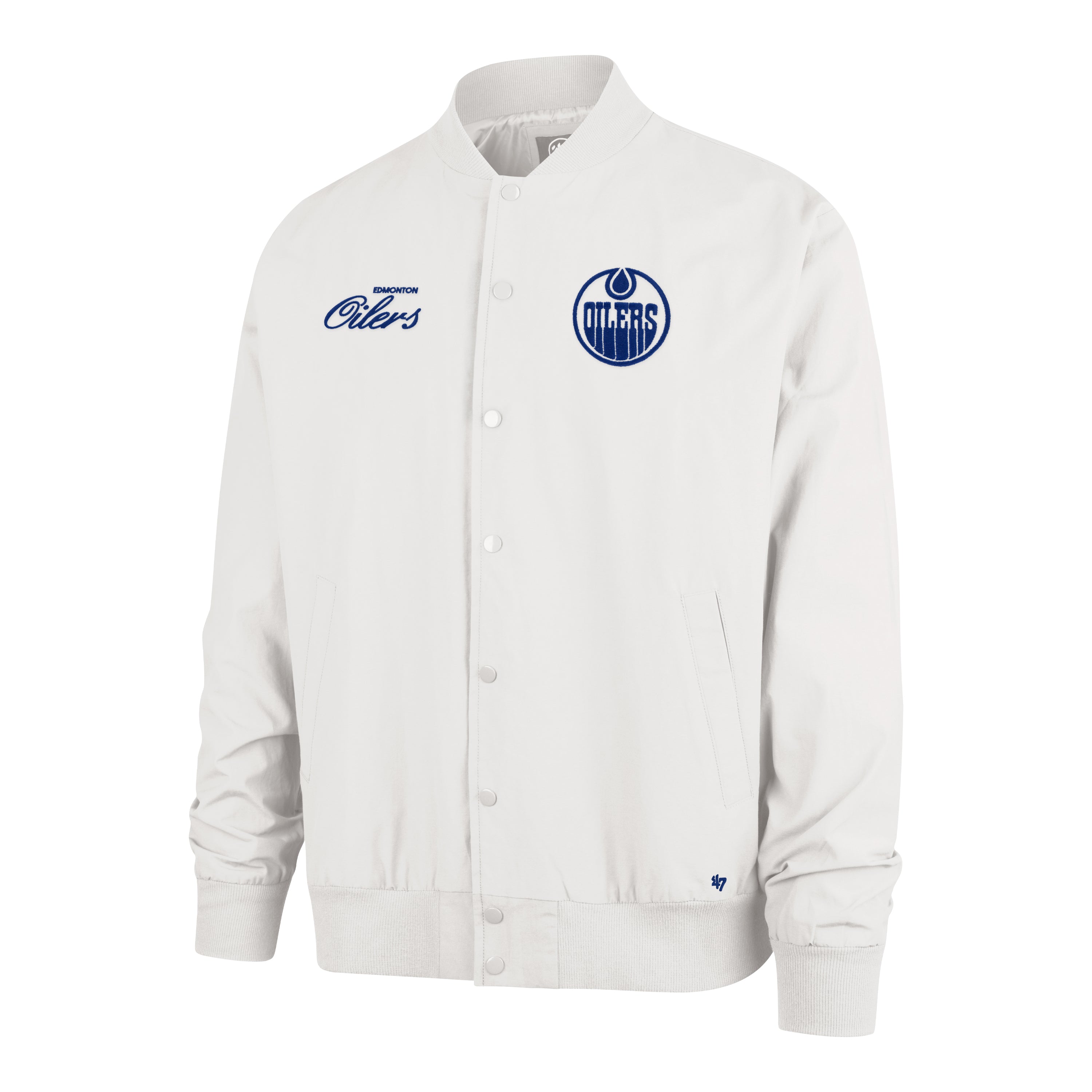 Edmonton Oilers '47 Euro Step Twill Cream Bomber Jacket – ICE District ...