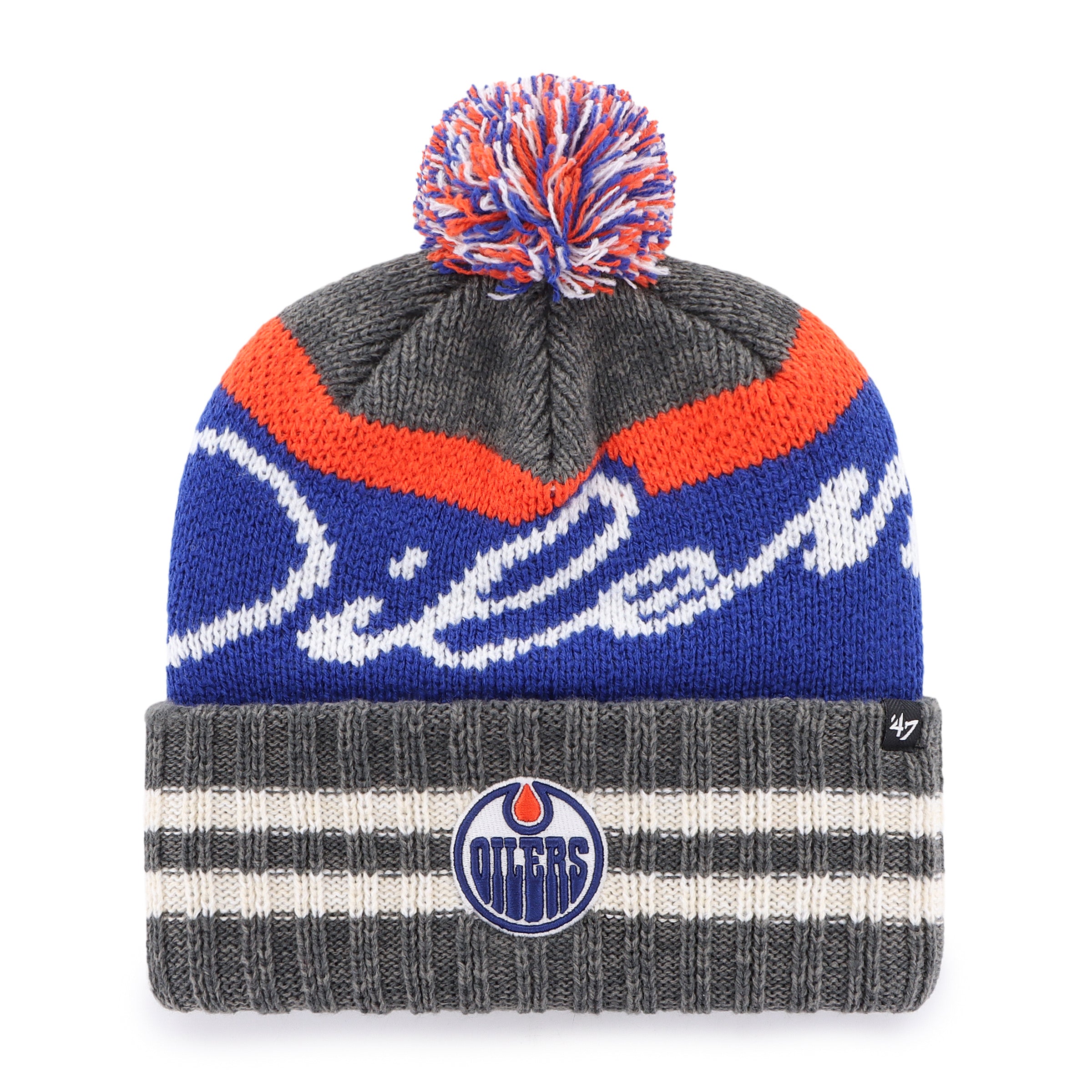 Edmonton Oilers '47 Grey Hyperbolic Cuffed Knit Toque w/Pom – ICE ...