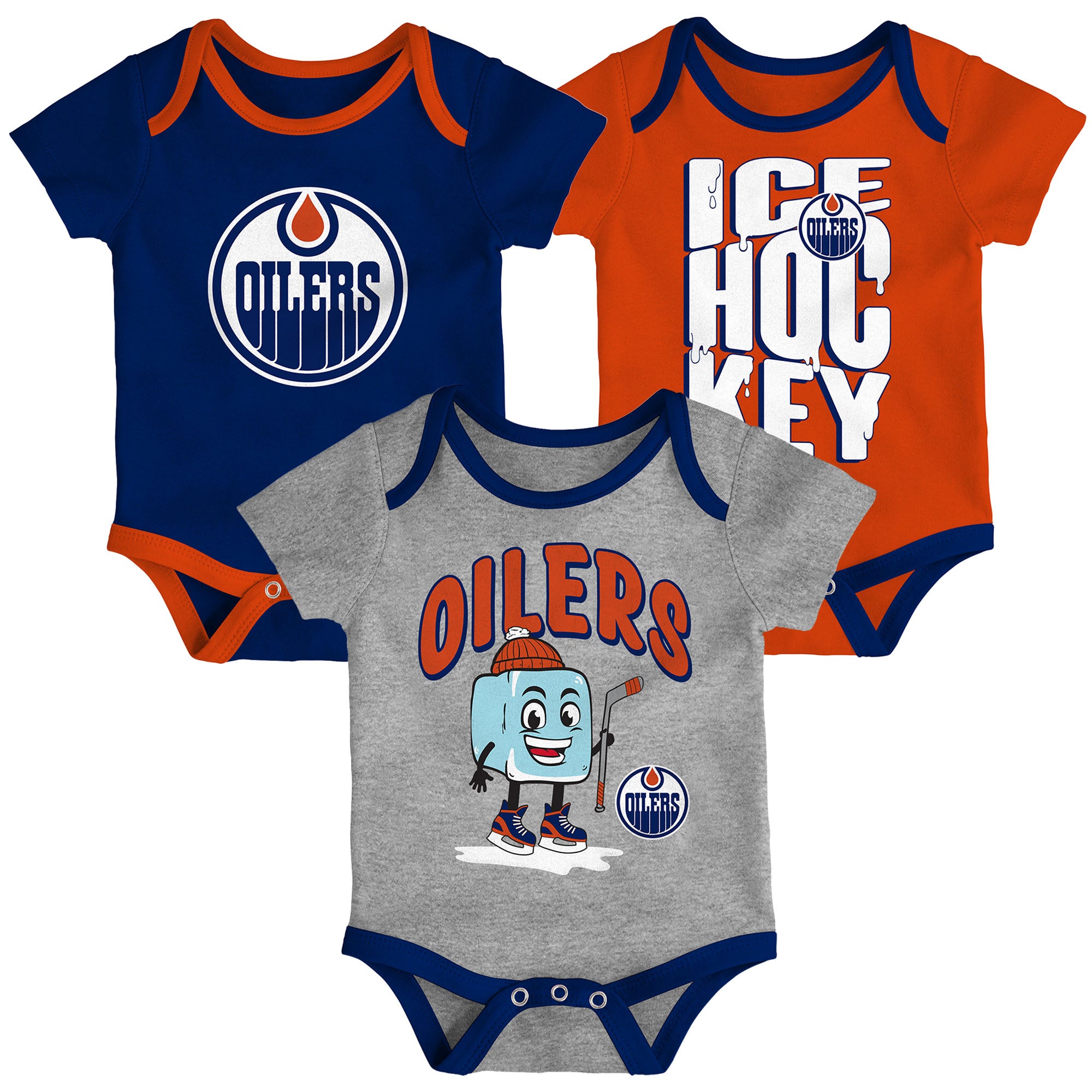 Edmonton Oilers Infant Outerstuff Triple Header 3-Piece Creeper Set ...