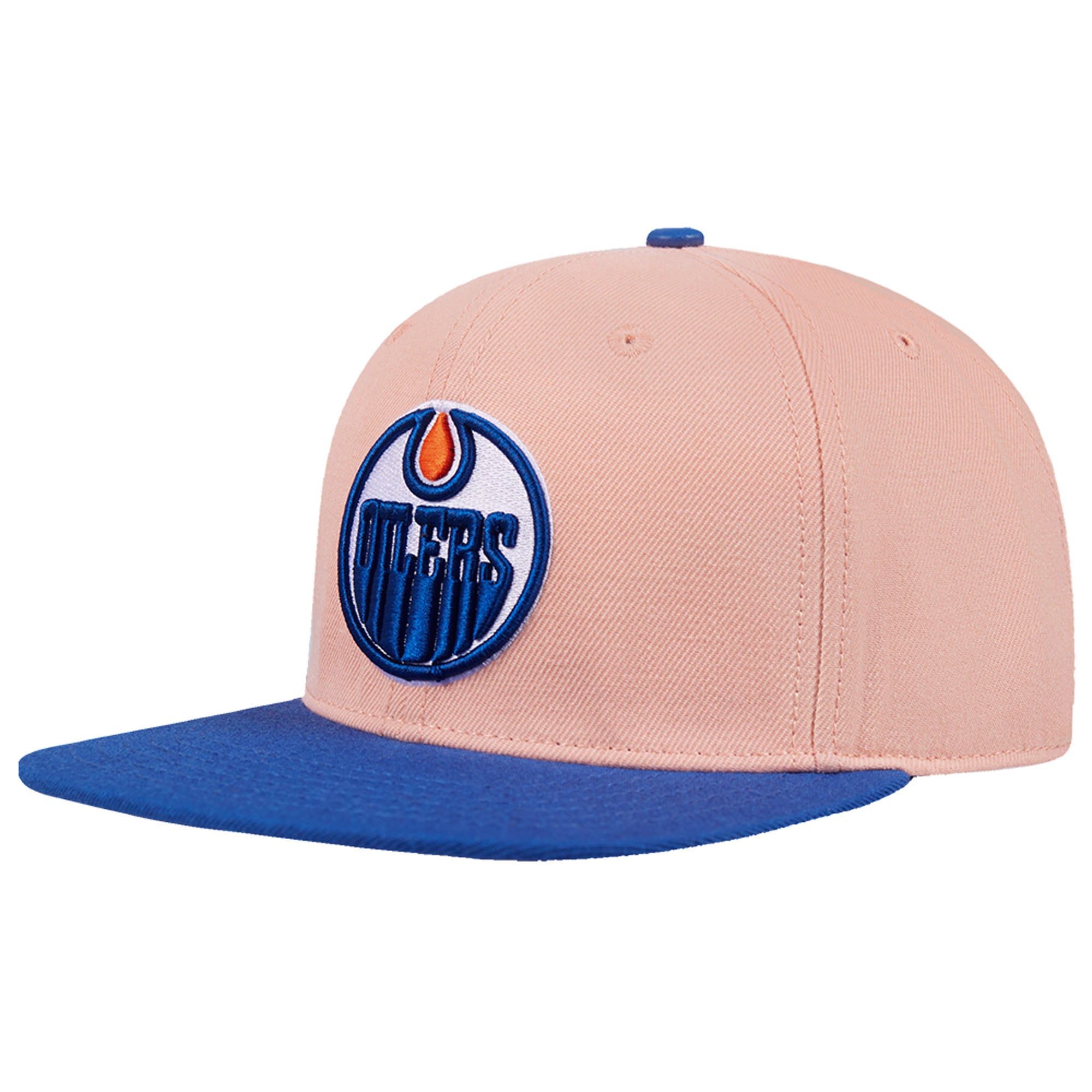 Edmonton Oilers Pro Standard Guava Pink & Blue Logo Wool Snapback Hat ...