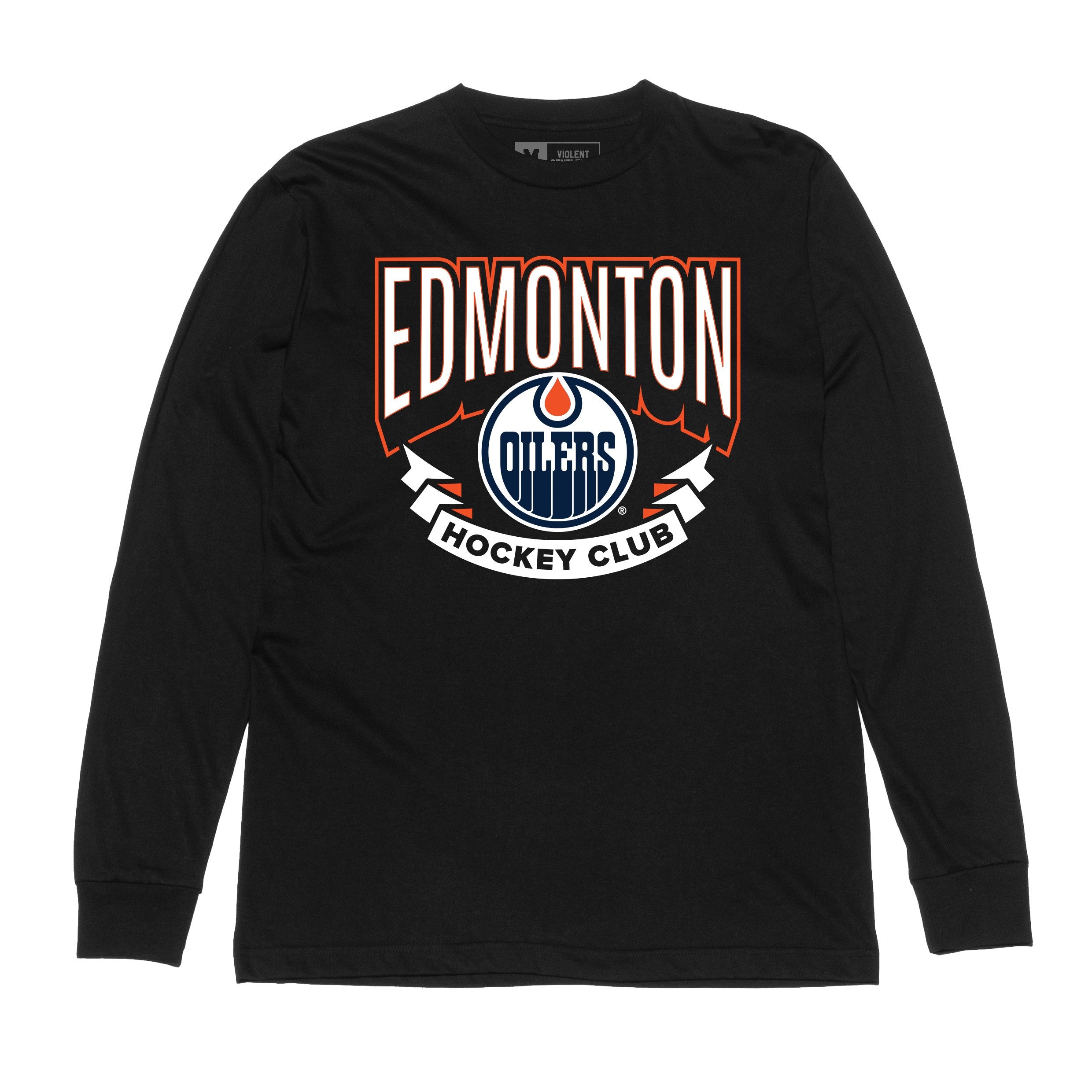 Edmonton Oilers Violent Gentlemen Wordmark Black Long Sleeve T-Shirt ...