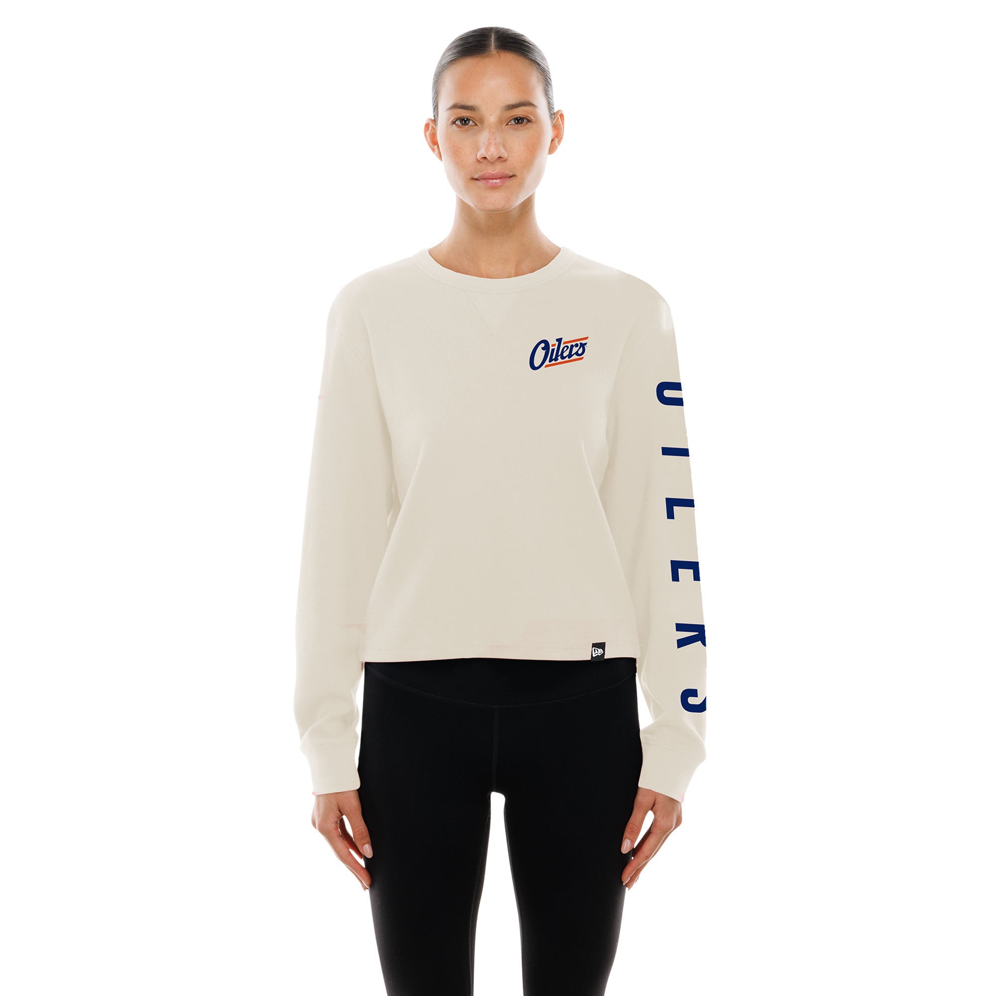 Edmonton Oilers Women's New Era Alternate Logo Cream Long Sleeve Shirt ...