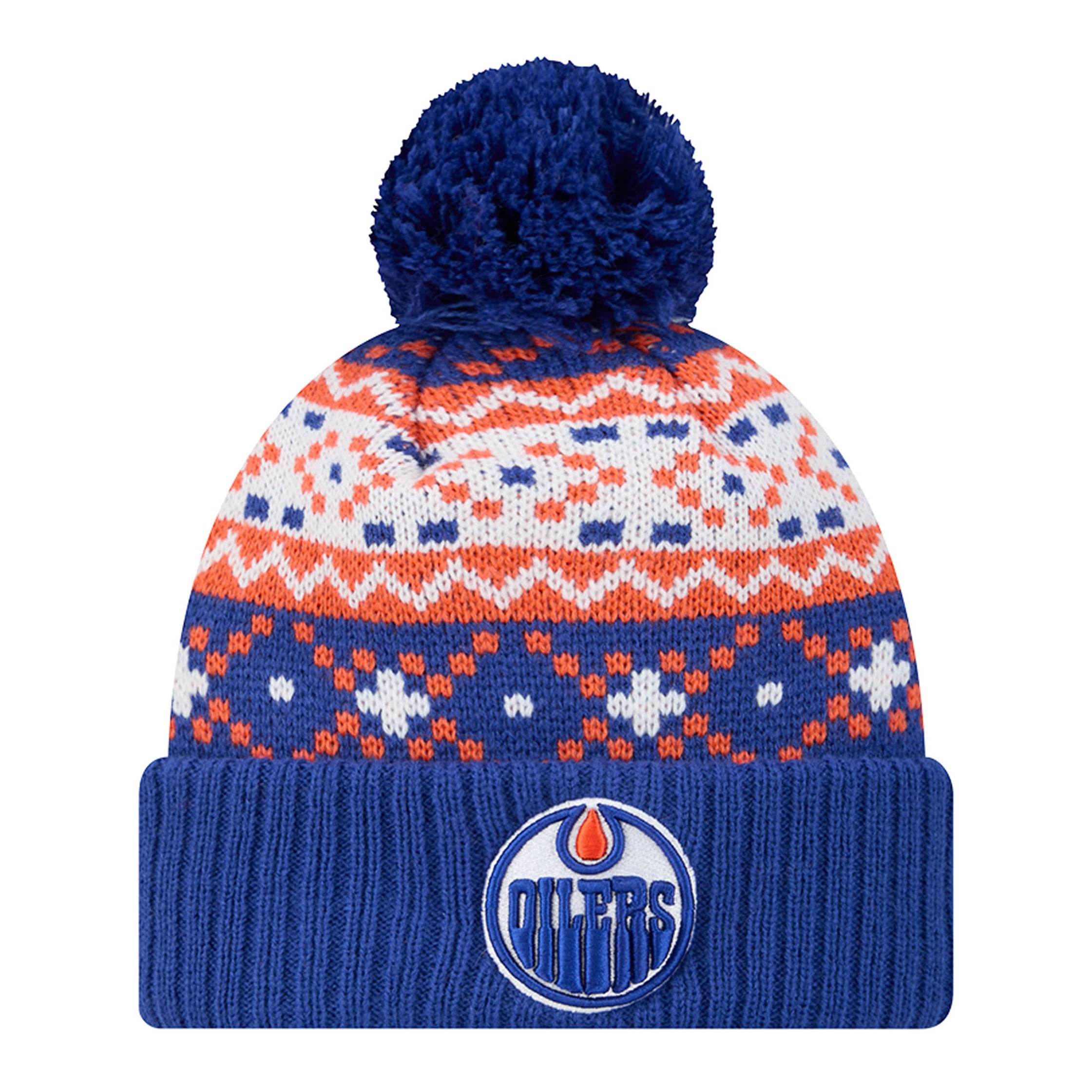 Edmonton Oilers New Era Blue Nostalgia Cuff Knit Toque w/ Pom – ICE ...
