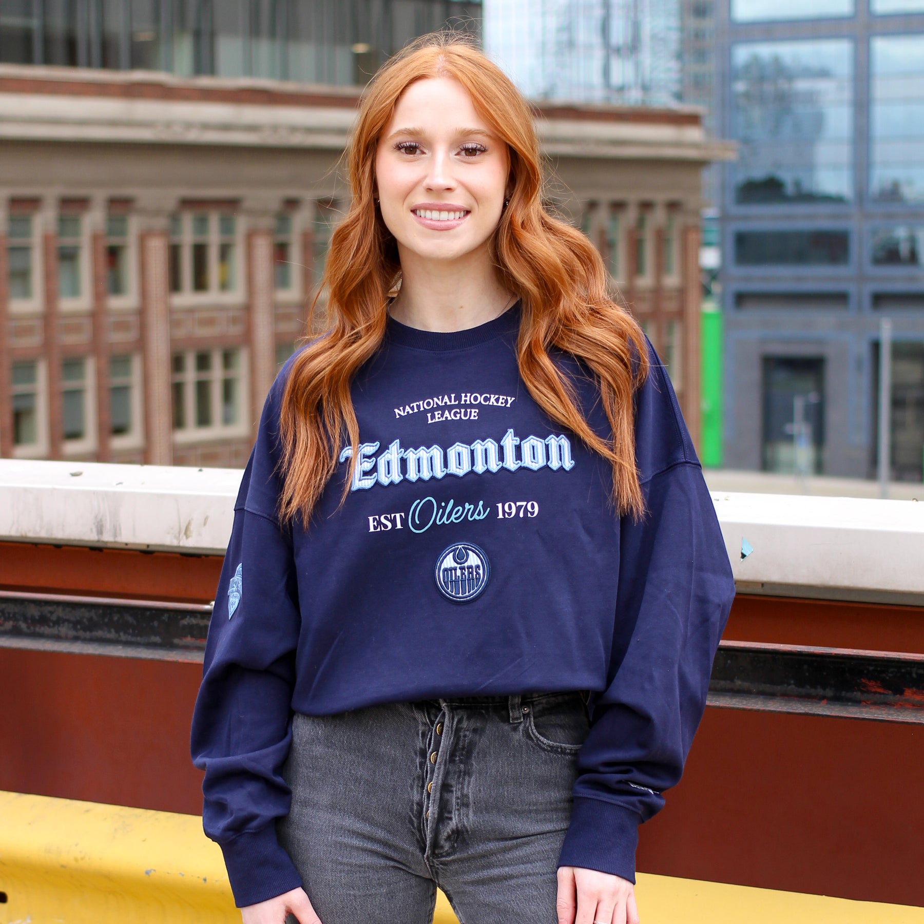 Edmonton Oilers Women's Pro Standard Country Club Blue Boxy Cropped Cr ...