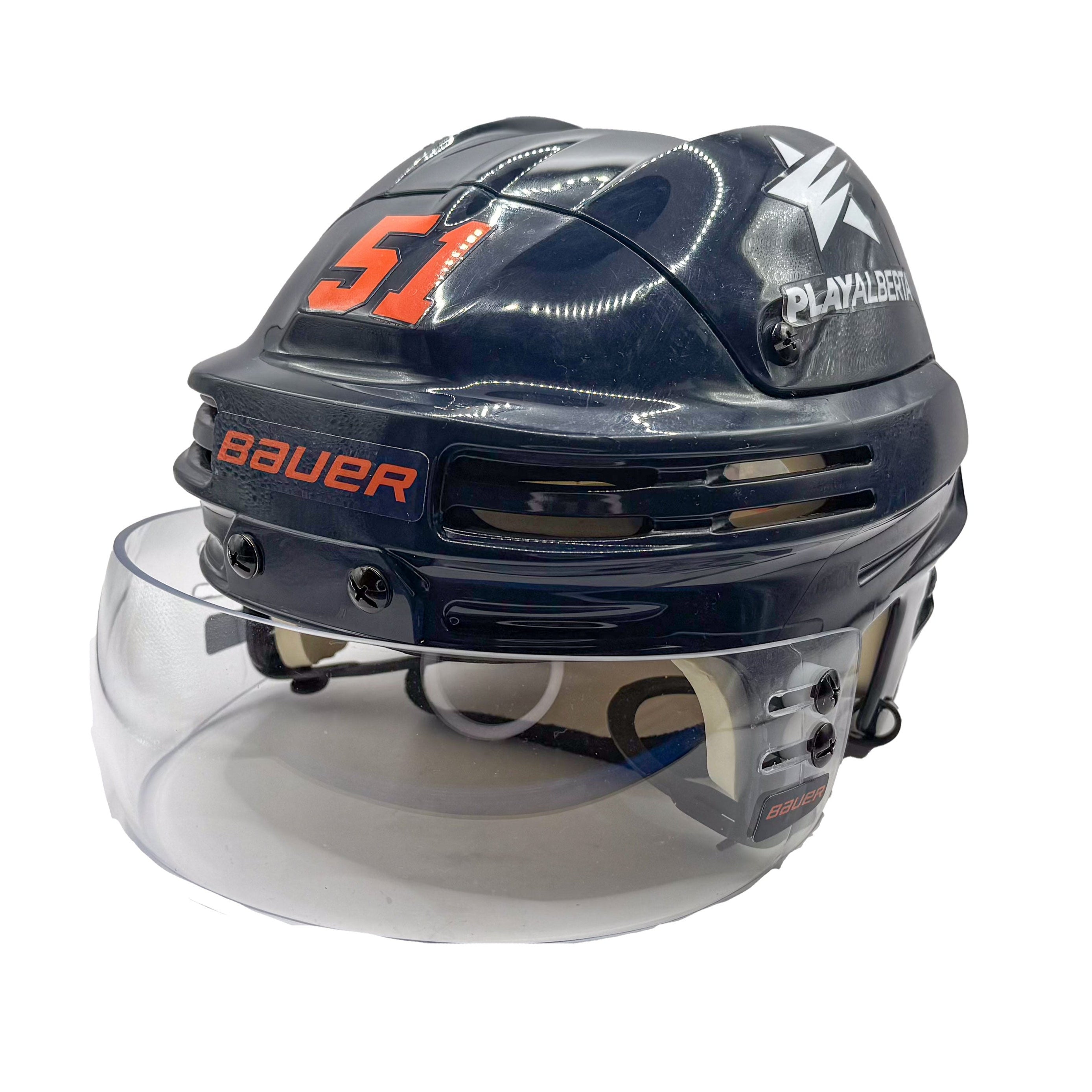 Troy Stecher Edmonton Oilers Signed Game Worn 2023-24 Bauer Navy Helme ...