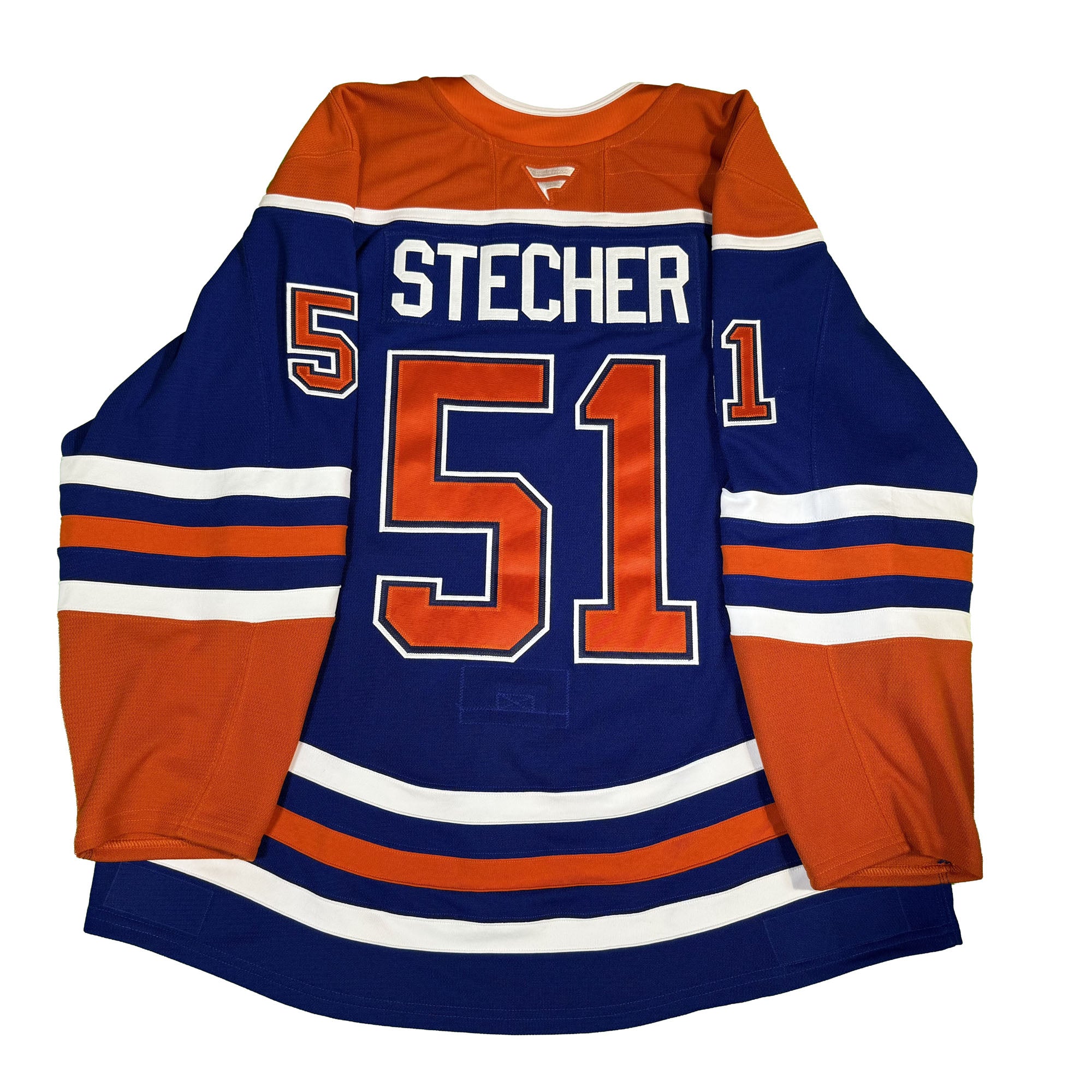 Troy Stecher Edmonton Oilers Game Worn Jersey - 2024-25 Playoffs Royal ...