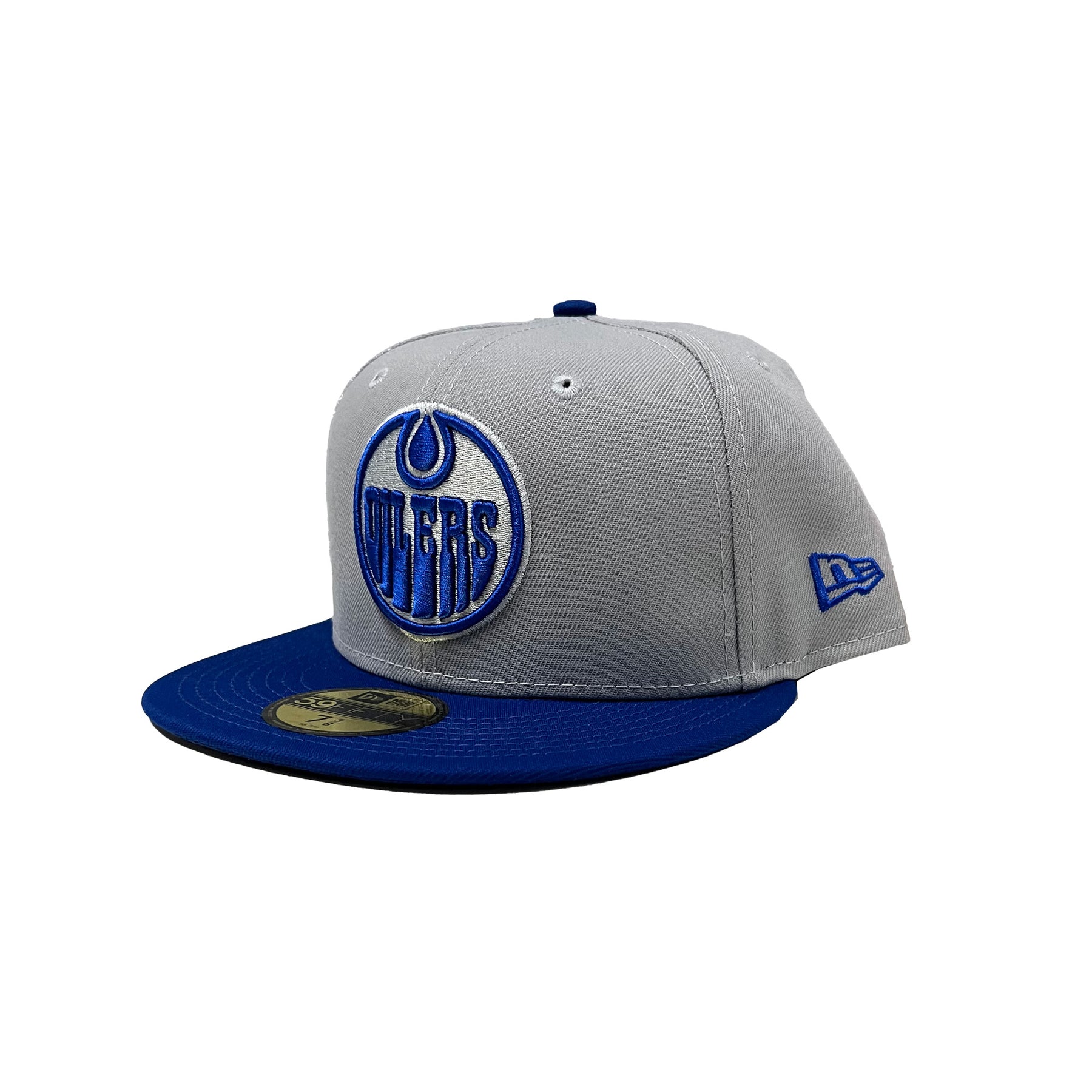 Edmonton Oilers New Era Tonal Grey & Royal Blue 59FIFTY Fitted Logo Ha ...