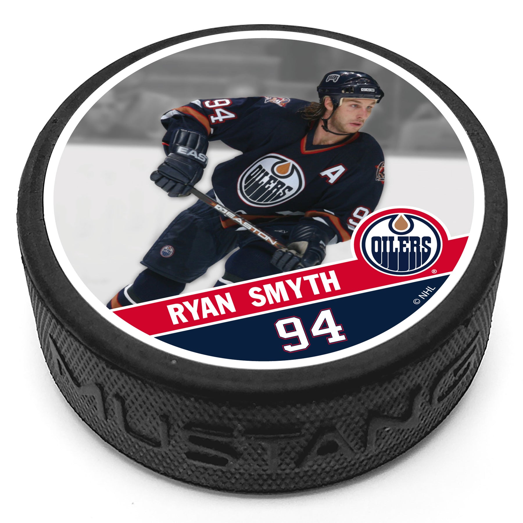 Ryan Smyth Edmonton Oilers Hall of Fame Night Photo Puck – ICE District Authentics
